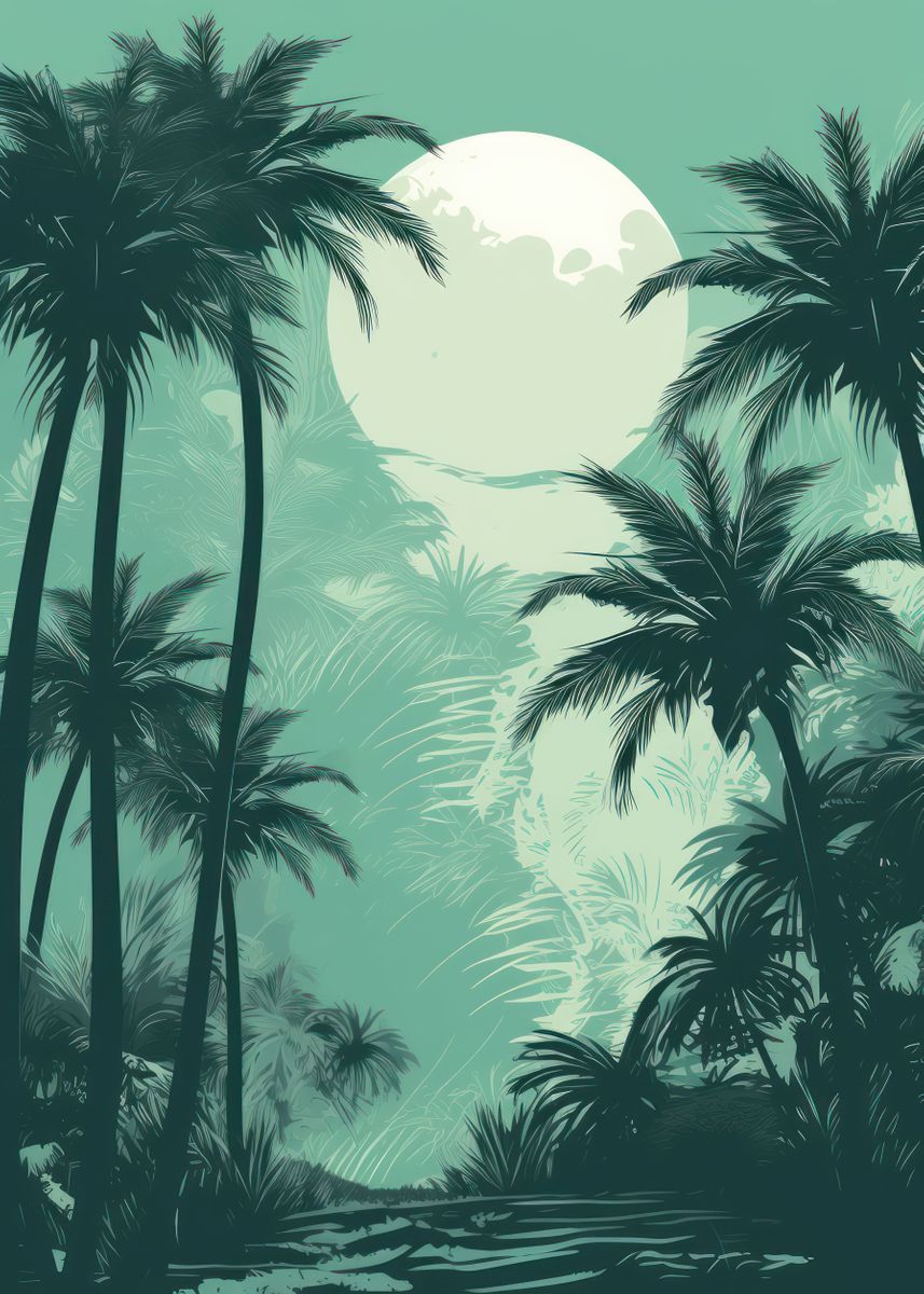 'Palm Tree Oasis' Poster by BnWDesigner | Displate