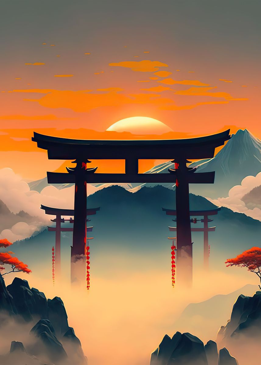 'Japanese Torii gate' Poster, picture, metal print, paint by Desiree ...