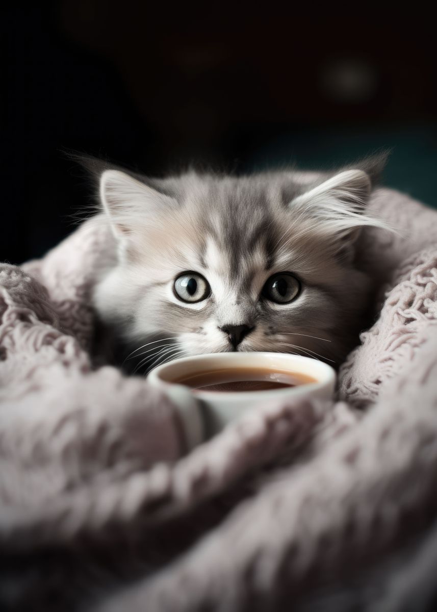 'Warm and Fuzzy Kitten' Poster, picture, metal print, paint by ...