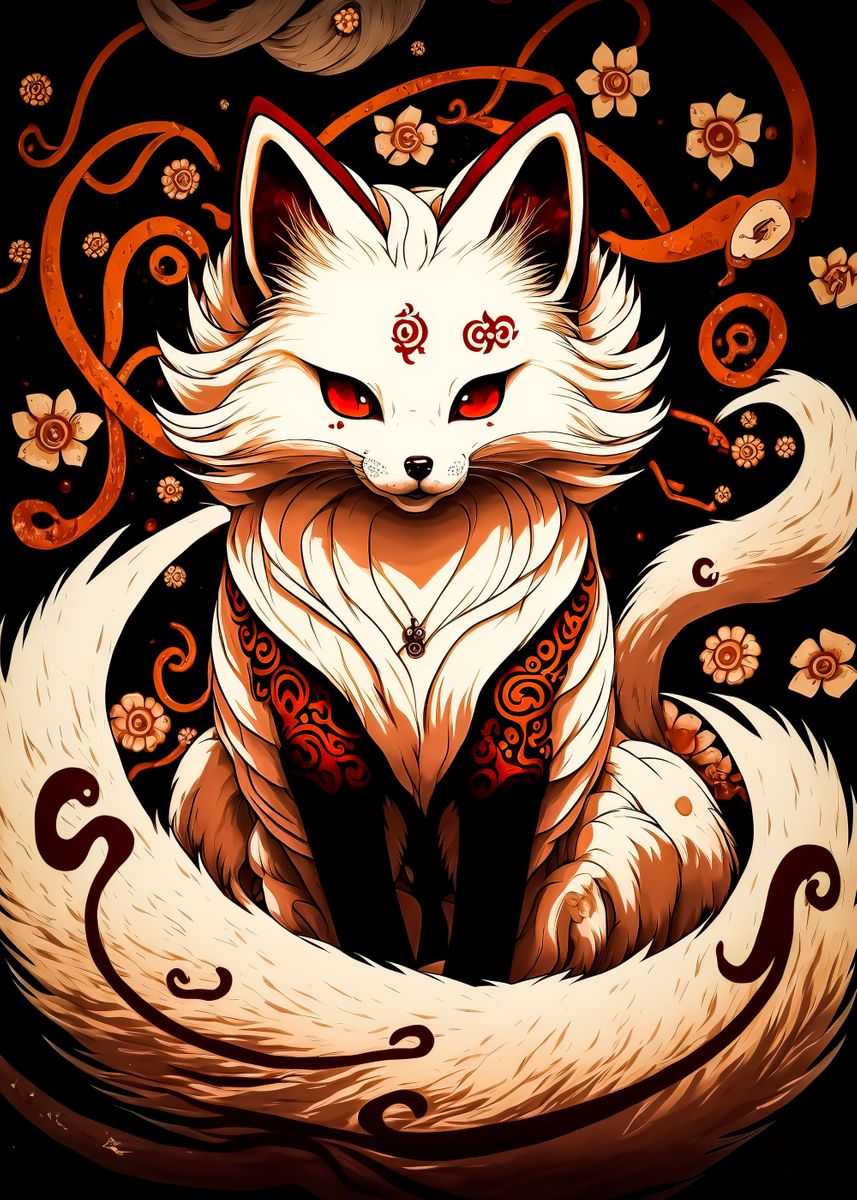 'The Fox Japanese' Poster, picture, metal print, paint by Marlie Cullen ...