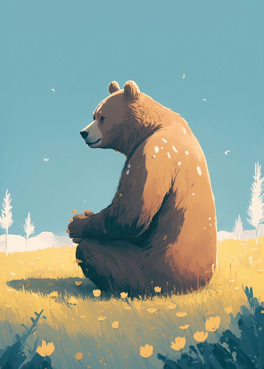 'Cute bear' Poster, picture, metal print, paint by Nathan Ponty | Displate