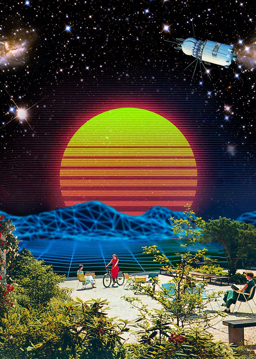 'Synthwave space retro' Poster, picture, metal print, paint by ...