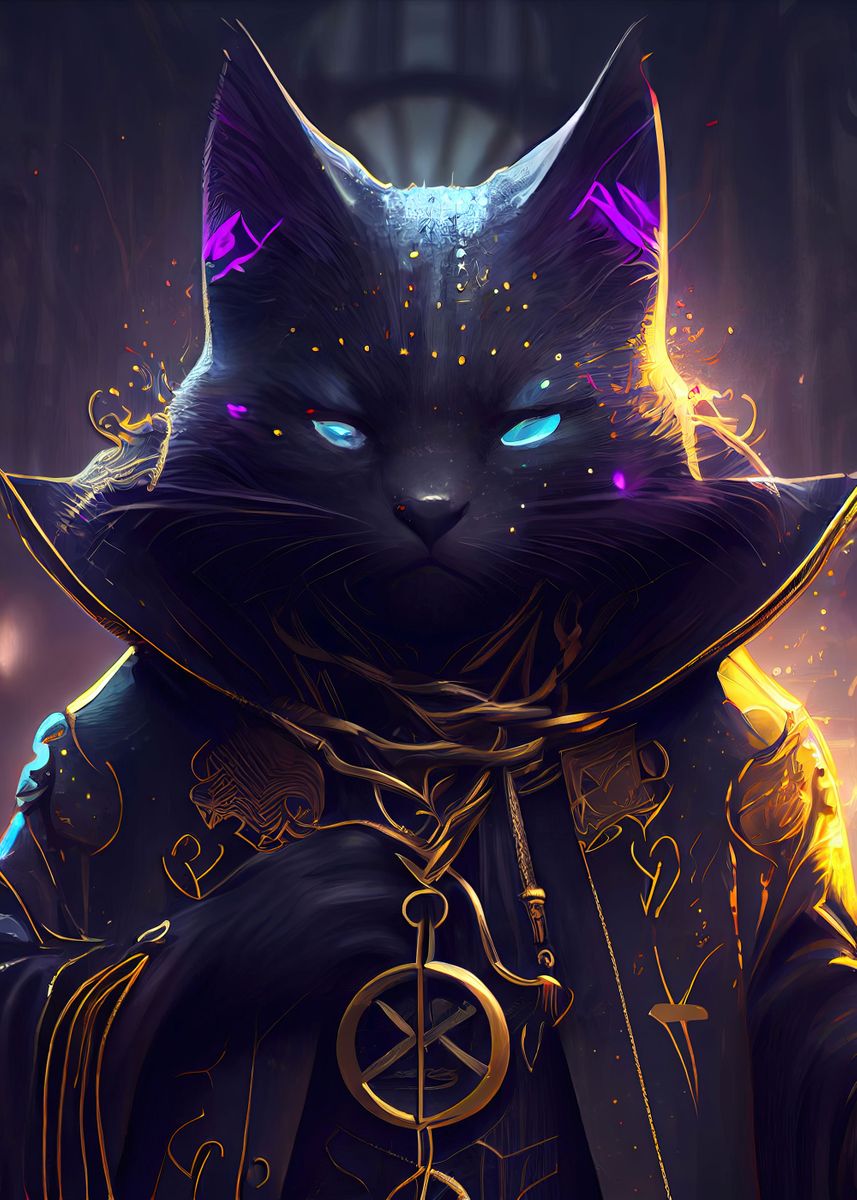 'Black Cat Magic' Poster, picture, metal print, paint by Animal ...