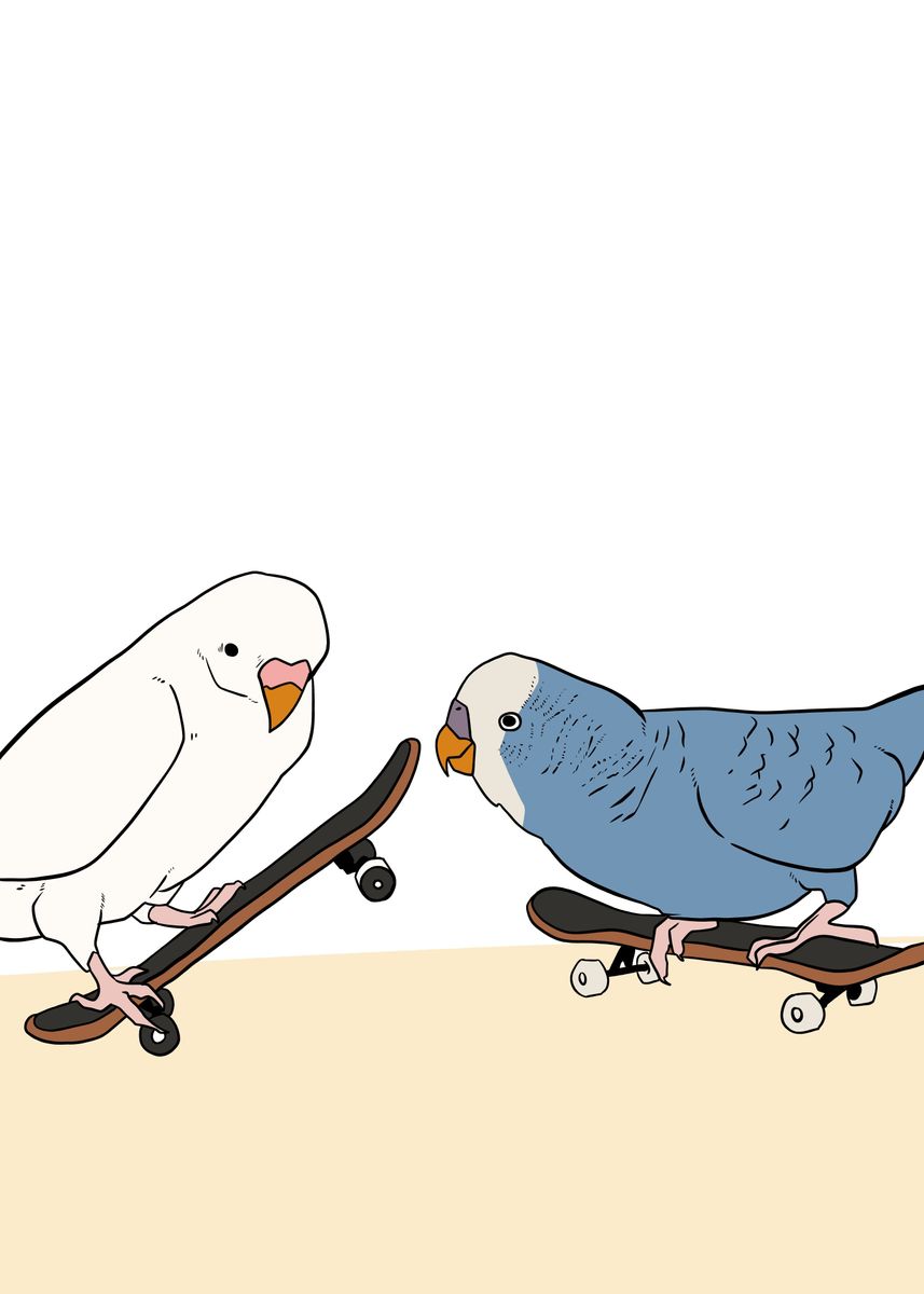 'skateboard bird' Poster, picture, metal print, paint by hafis ...