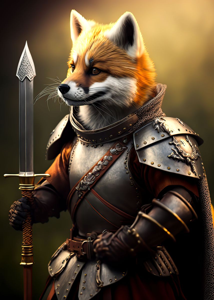 'Fox samurai ' Poster, picture, metal print, paint by Sohail Rees ...