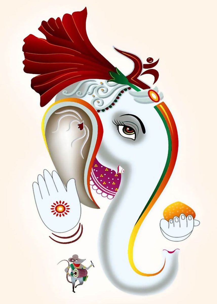 'GANESHA' Poster, picture, metal print, paint by VIVEK KANSARA | Displate