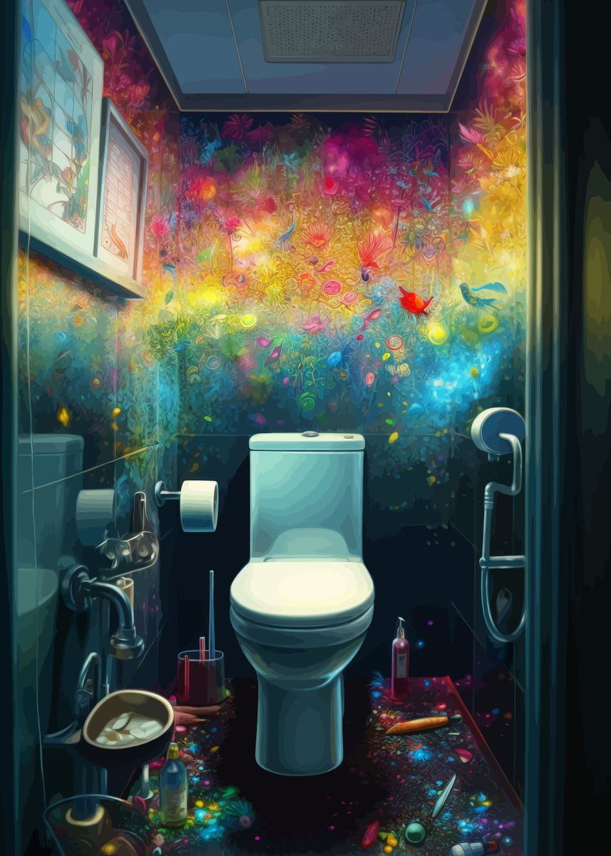 'Hyperrealism Colorful WC' Poster, picture, metal print, paint by ...
