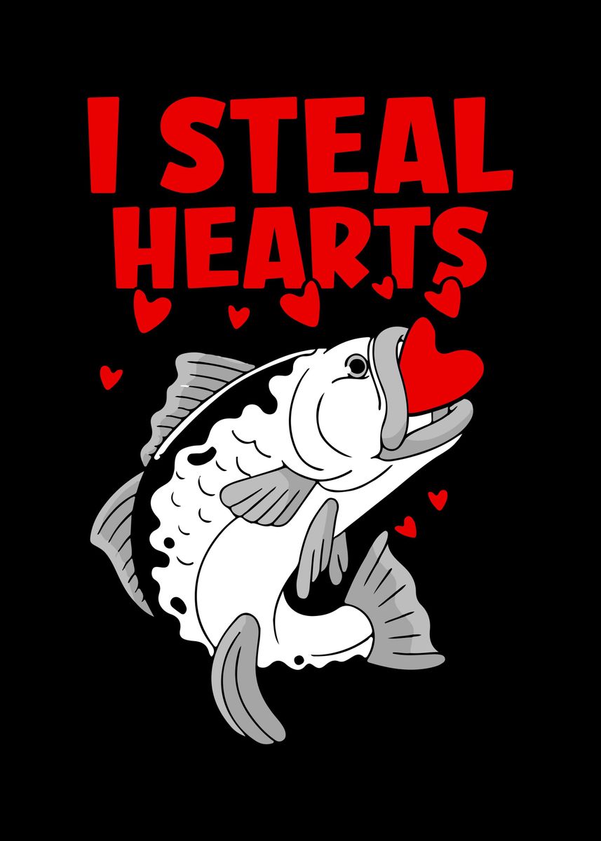 'Valentins Day Fishing' Poster, picture, metal print, paint by ...