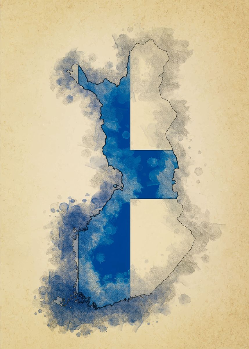 'Finland' Poster, picture, metal print, paint by Eli Cassin | Displate