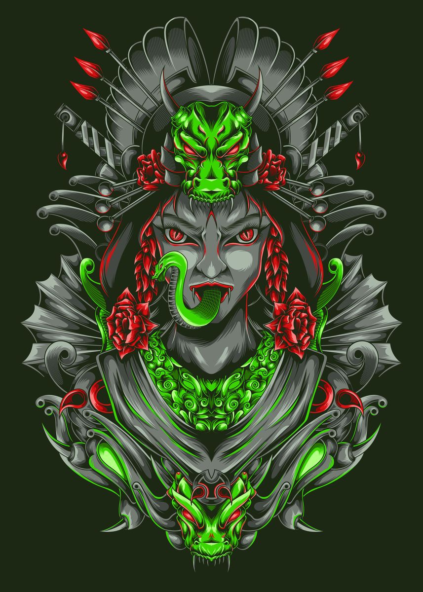 'Geisha no Orochi' Poster by Emer std | Displate