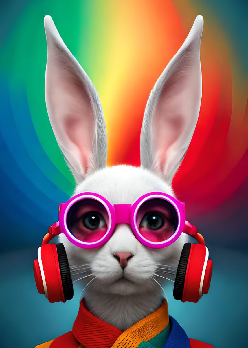 'Retro Music Rabbit' Poster, picture, metal print, paint by Executive ...