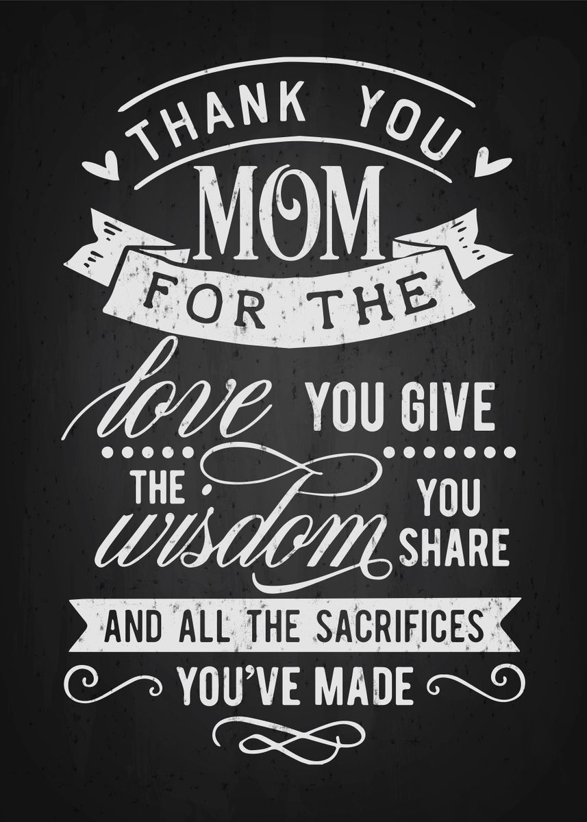 'Thank you Mom' Poster, picture, metal print, paint by tyna xi | Displate