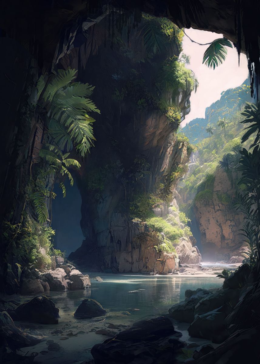 'Cove Grotto' Poster, picture, metal print, paint by Oknice | Displate