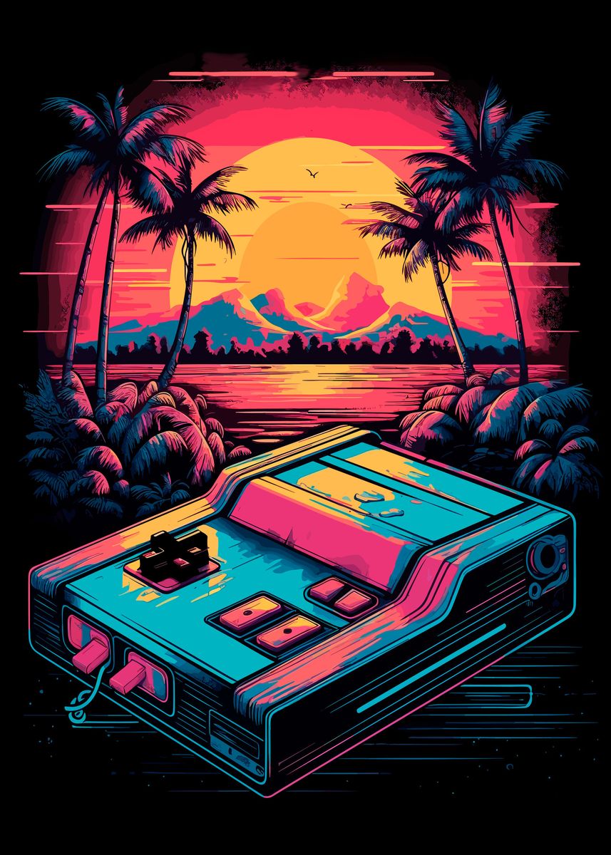 'video game synthwave' Poster, picture, metal print, paint by EDSON ...