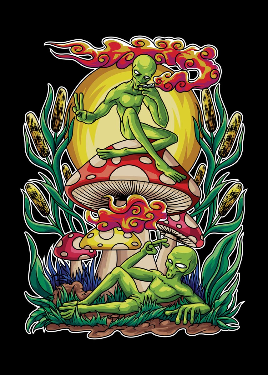 'Weeds Mushrooms Aliens 2 ' Poster by hendra pratama | Displate