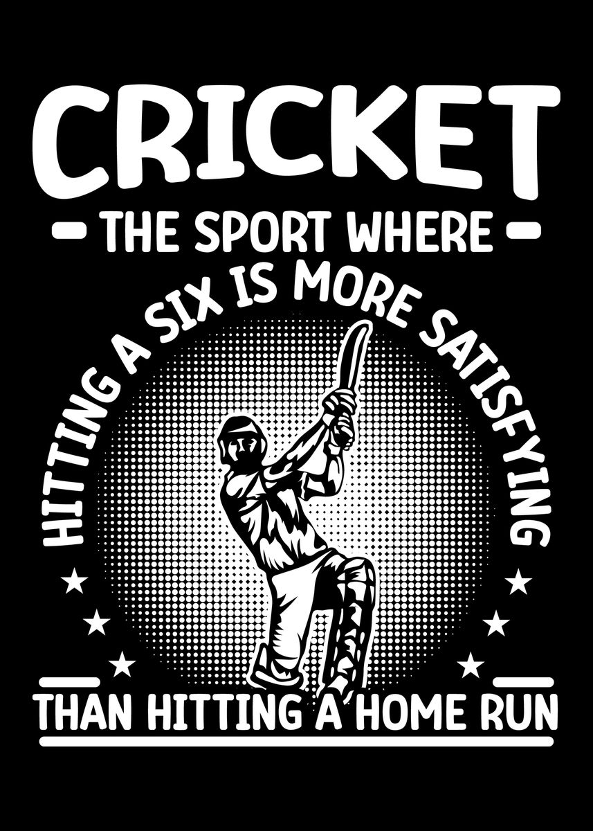 'Cricket hitting a home run' Poster, picture, metal print, paint by ...