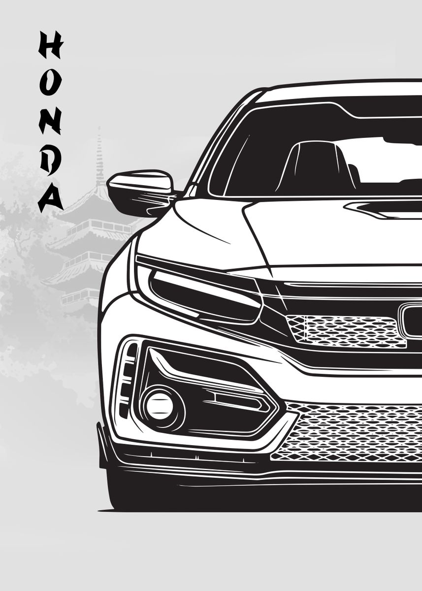 'Honda Civic Type R' Poster, picture, metal print, paint by artH | Displate