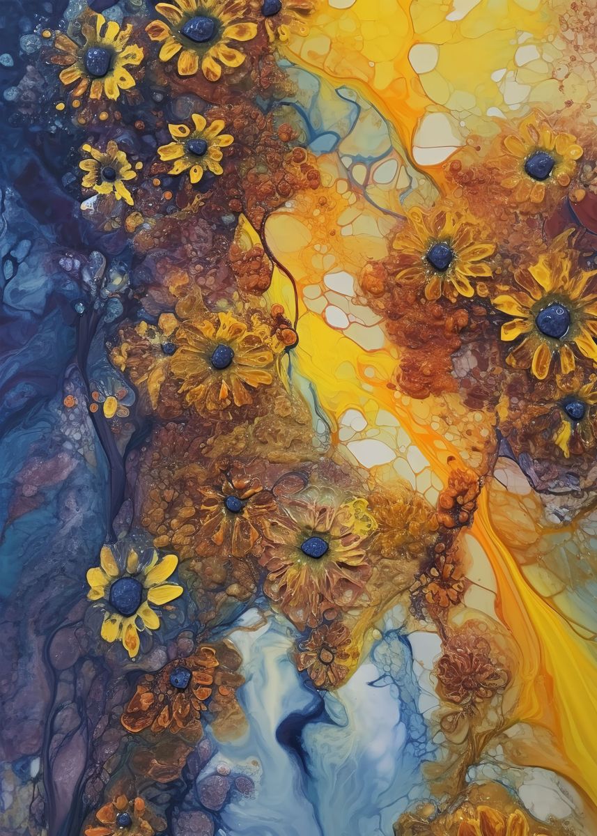 'Abstract Sunflowers Flower' Poster by Vivid Paintbrush | Displate