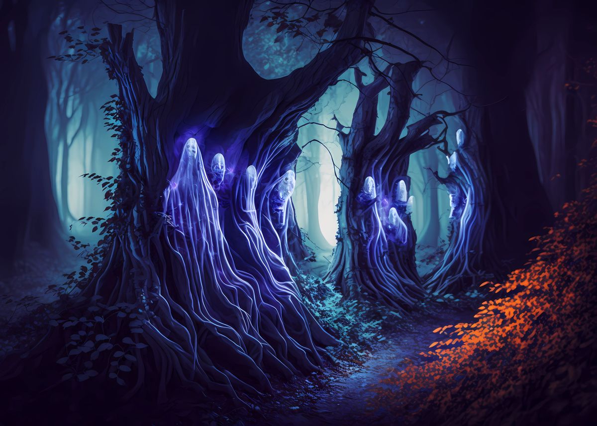 'Haunted Fantasy Forest' Poster by Jiri Hodecek | Displate