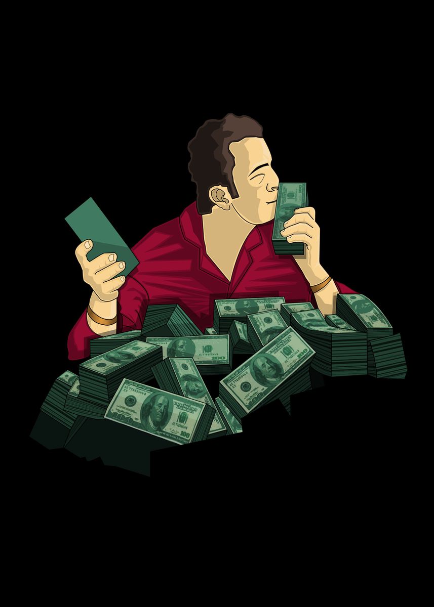 'Money Lover' Poster, picture, metal print, paint by Adamzworld | Displate