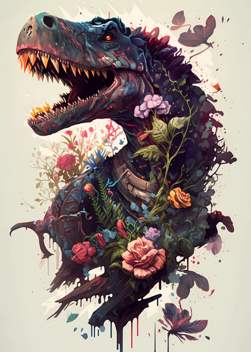 'TRex' Poster, picture, metal print, paint by Joshua World | Displate