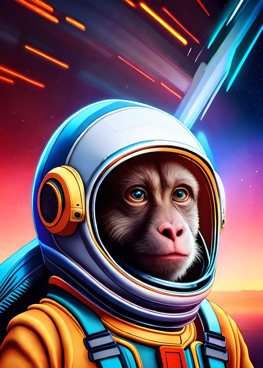 'Retro Astronaut Monkey' Poster by Executive Clubs | Displate