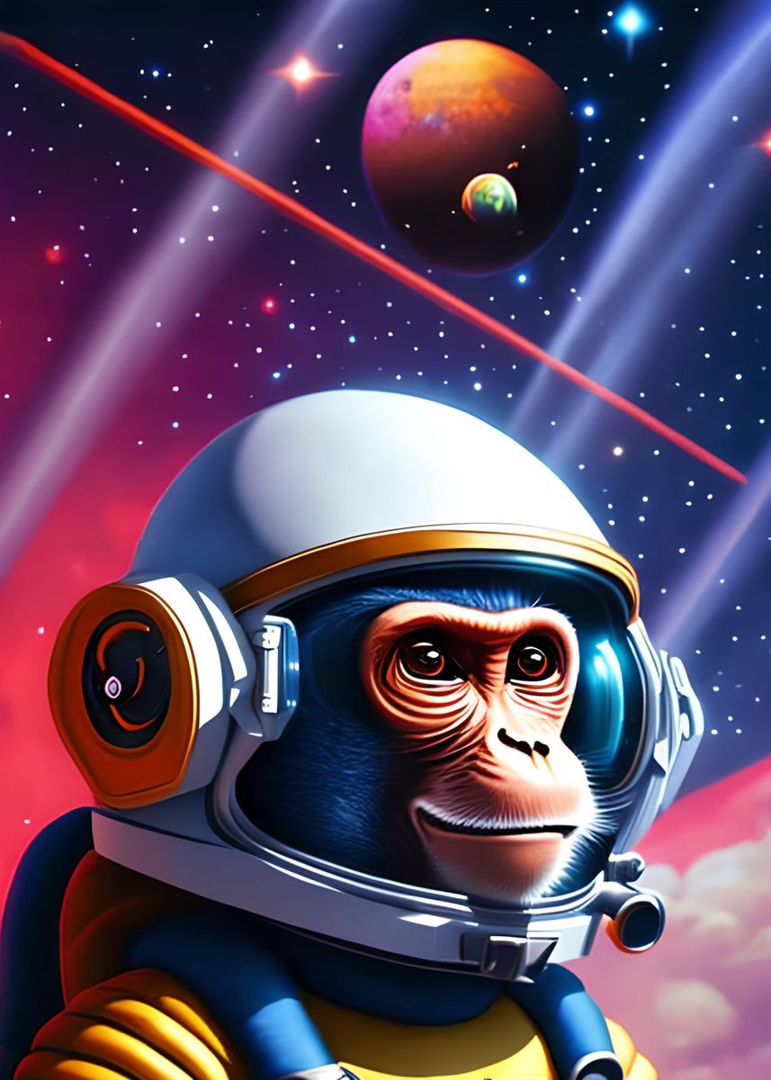 'Astronaut Monkey' Poster, picture, metal print, paint by Executive ...