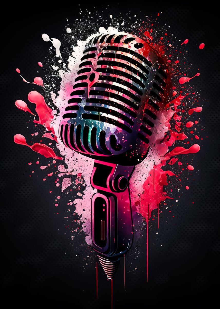 'Live Microphone Music' Poster, picture, metal print, paint by NeoRowe ...