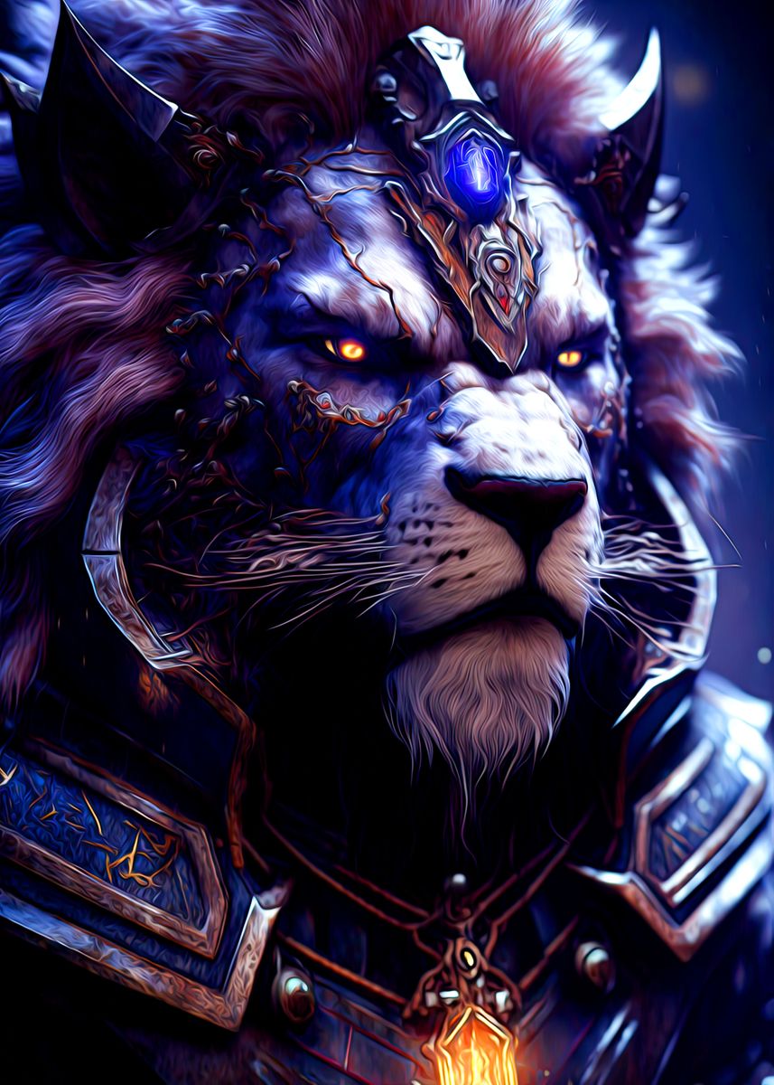 'Lion Warrior' Poster, picture, metal print, paint by Miracle Art ...