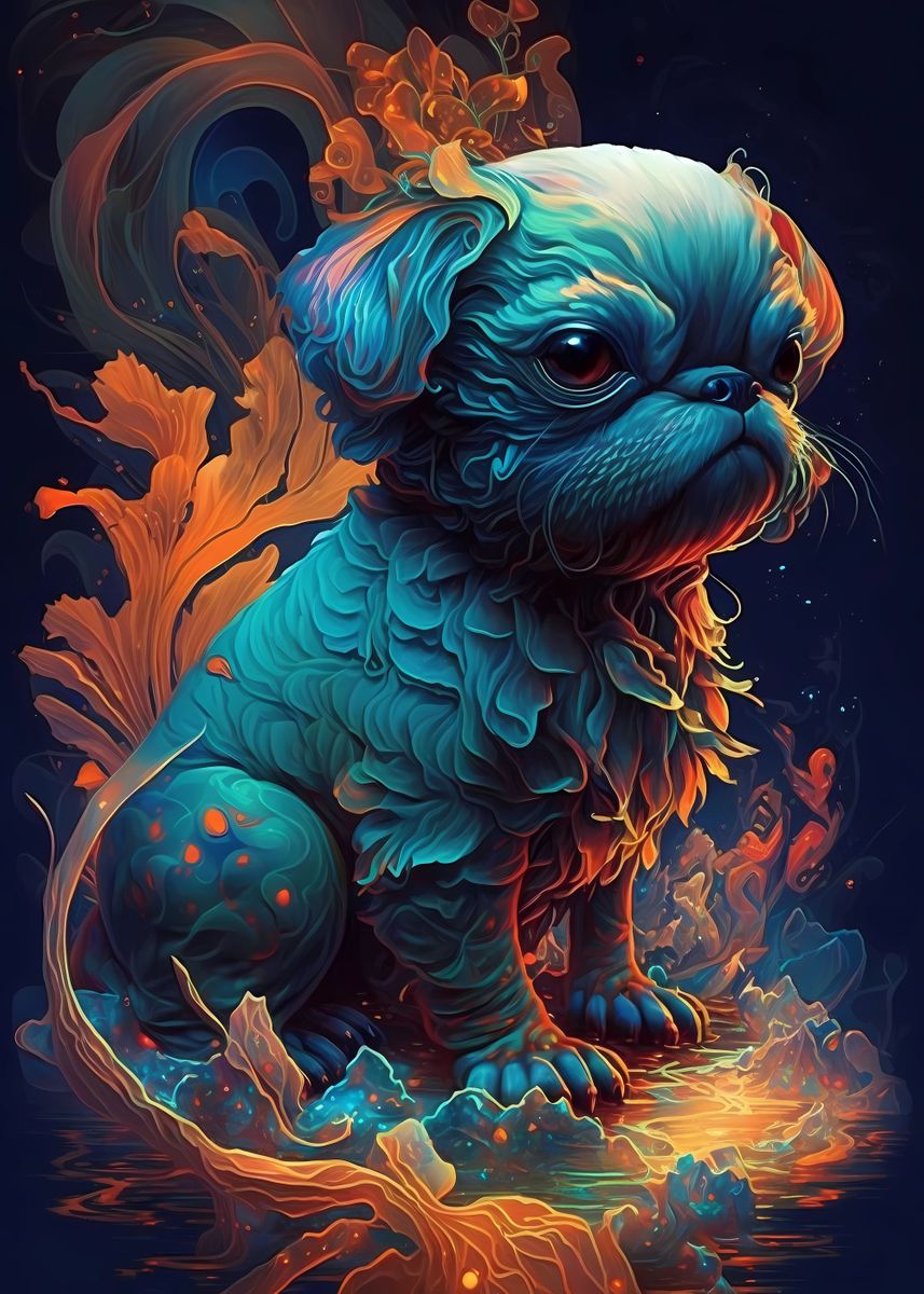 'Shih Tzu Dog Mystical' Poster, picture, metal print, paint by Anmarie ...
