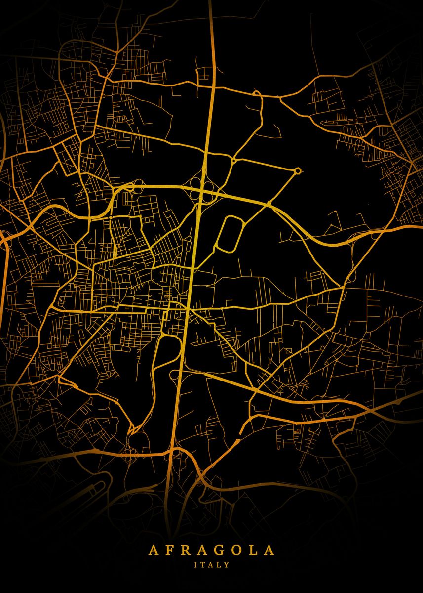 'Afragola City Map Gold' Poster, picture, metal print, paint by Trulaf ...