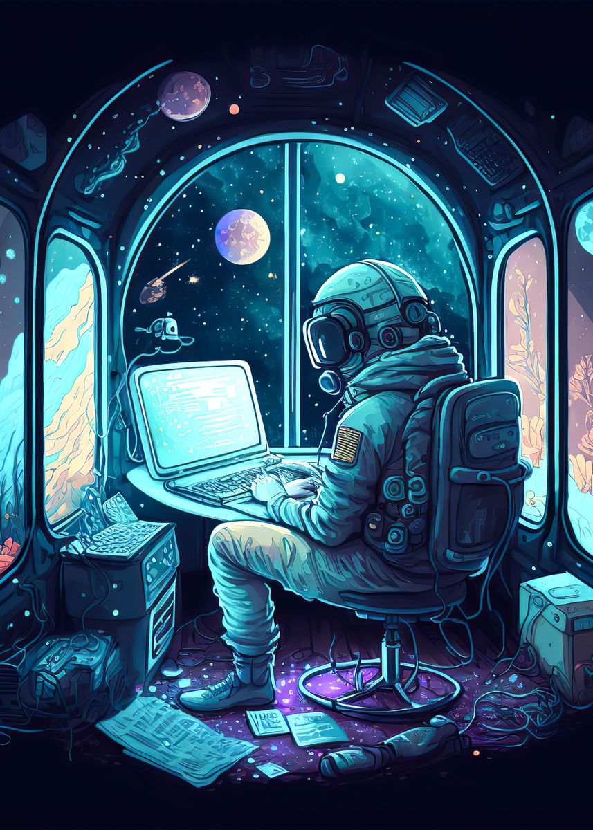 'Astronaut game' Poster, picture, metal print, paint by Yannis Denton ...