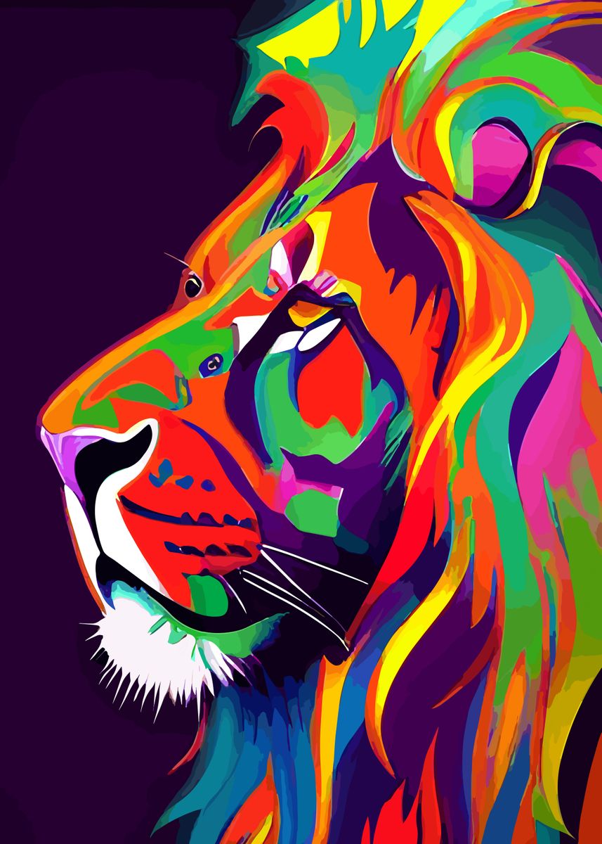 'Lion Abstract' Poster, picture, metal print, paint by Wisnu Harjanta ...