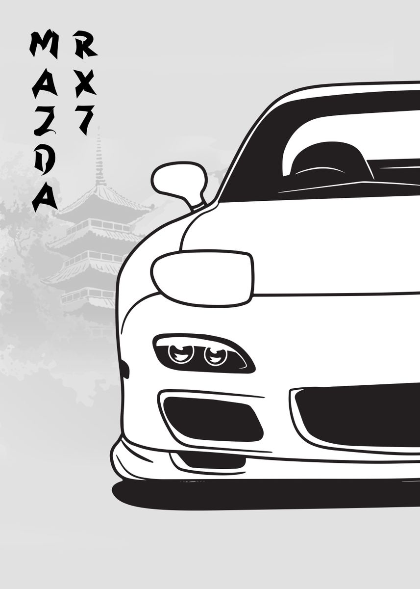 'Mazda RX7' Poster, picture, metal print, paint by artH | Displate