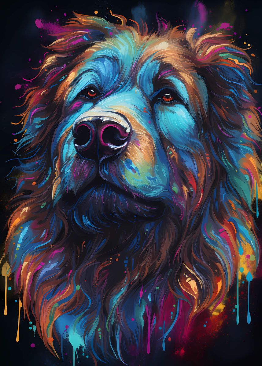 'Newfoundland Dog Dream' Poster, picture, metal print, paint by Amalia ...