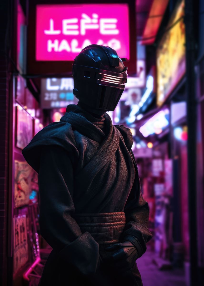 'Mech Ninja in the alley' Poster, picture, metal print, paint by Mitoka ...