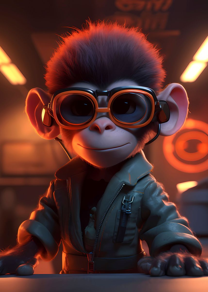 'Fantastic Monkey' Poster, picture, metal print, paint by Examm Studios ...