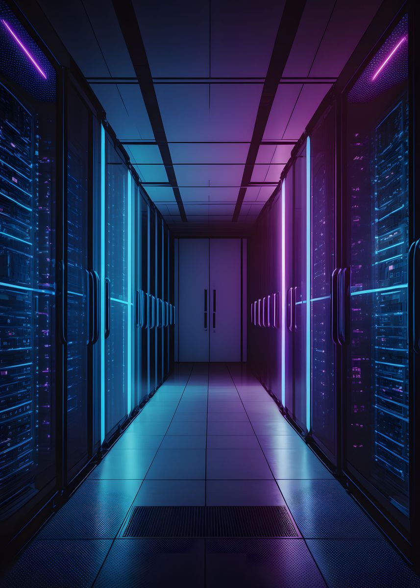 'Server Data Center' Poster, picture, metal print, paint by David ...