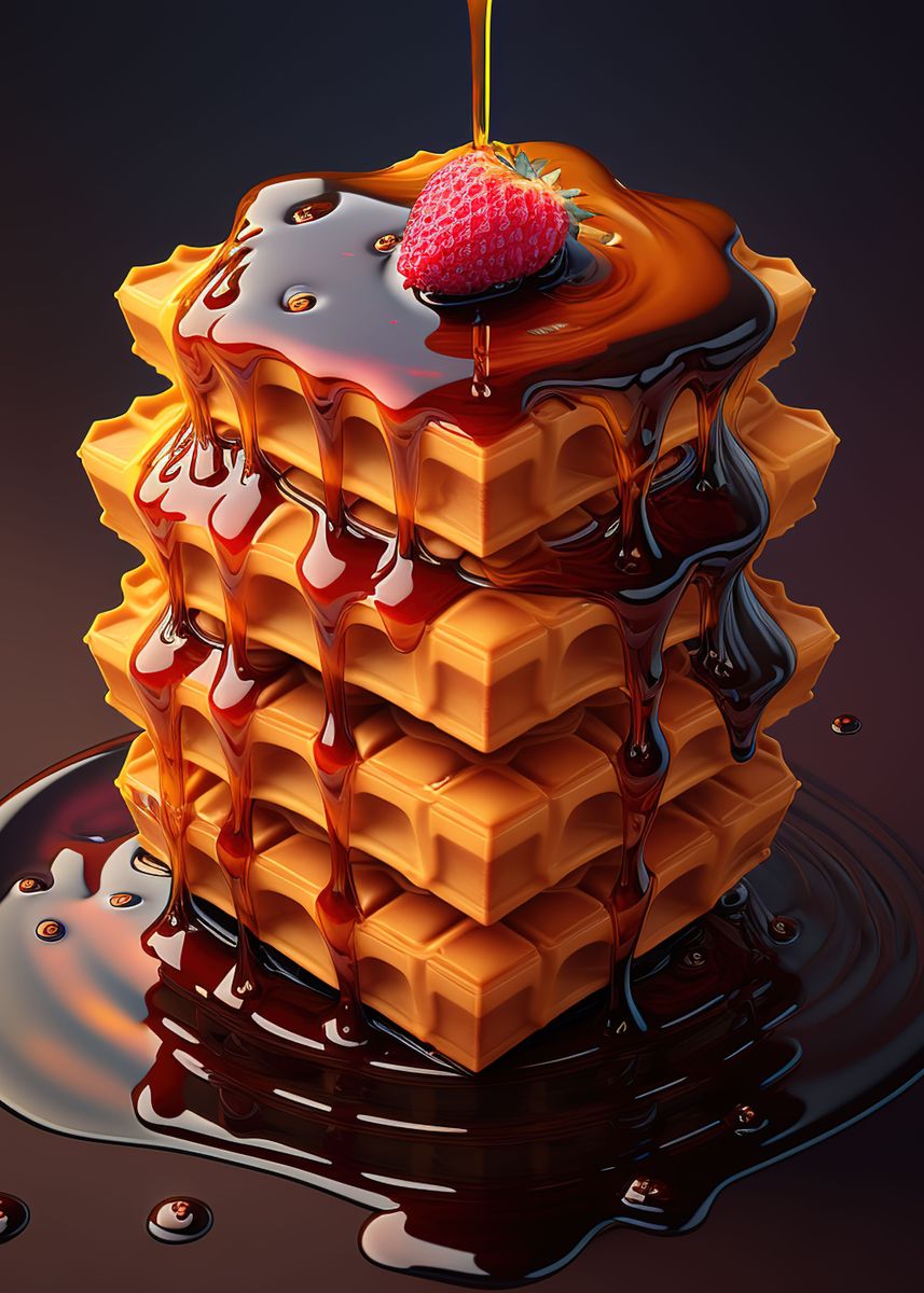 'waffles ' Poster, picture, metal print, paint by Chester Draper | Displate