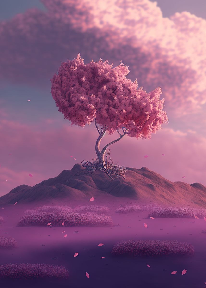 'sakura tree' Poster, picture, metal print, paint by King Kean | Displate