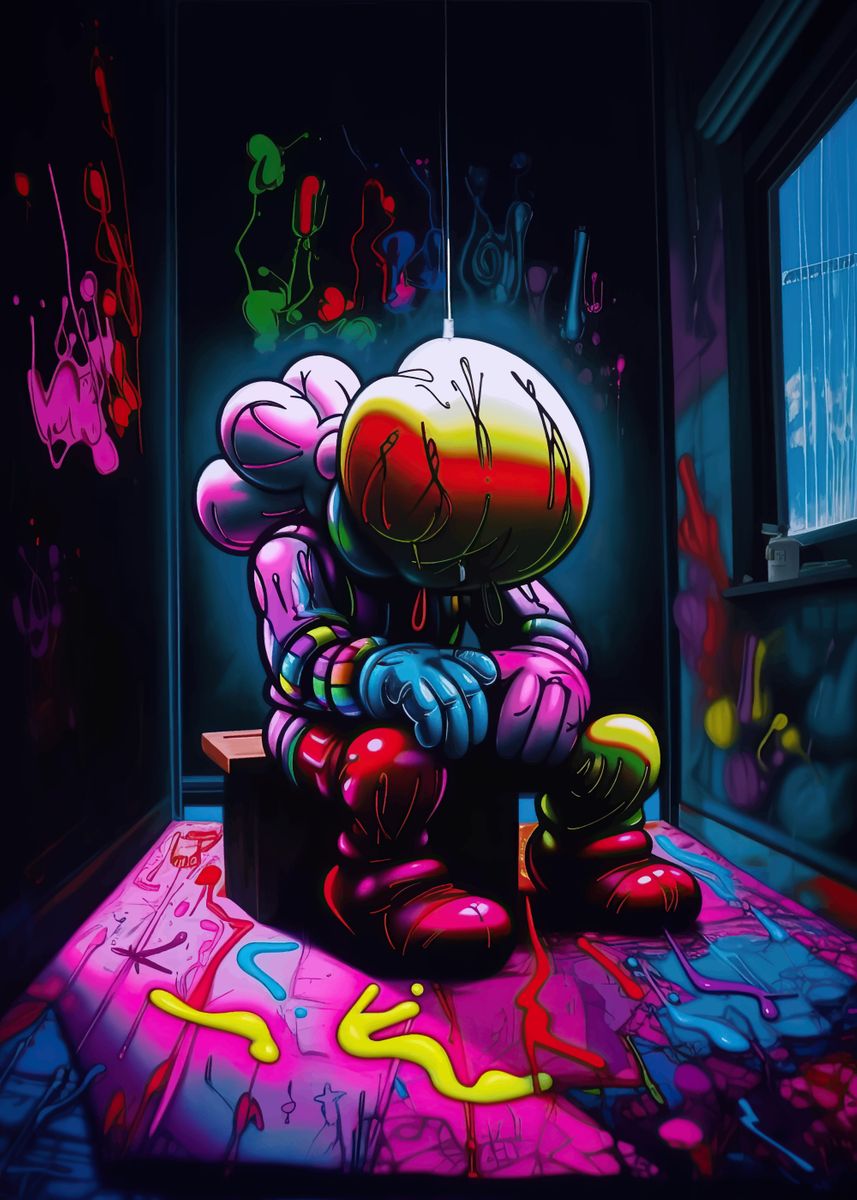 'Kaws Graffiti Painting' Poster, picture, metal print, paint by amelie ...