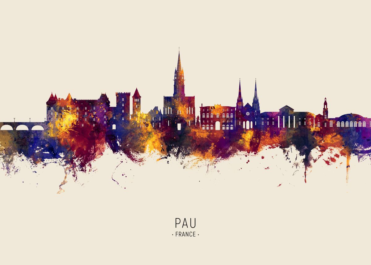 'Pau Skyline France' Poster by Michael Tompsett | Displate
