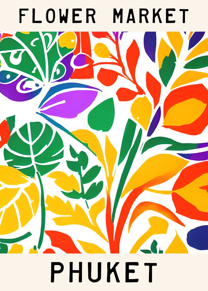 'Flower Market PHUKET' Poster, picture, metal print, paint by BluePinkPanther | Displate