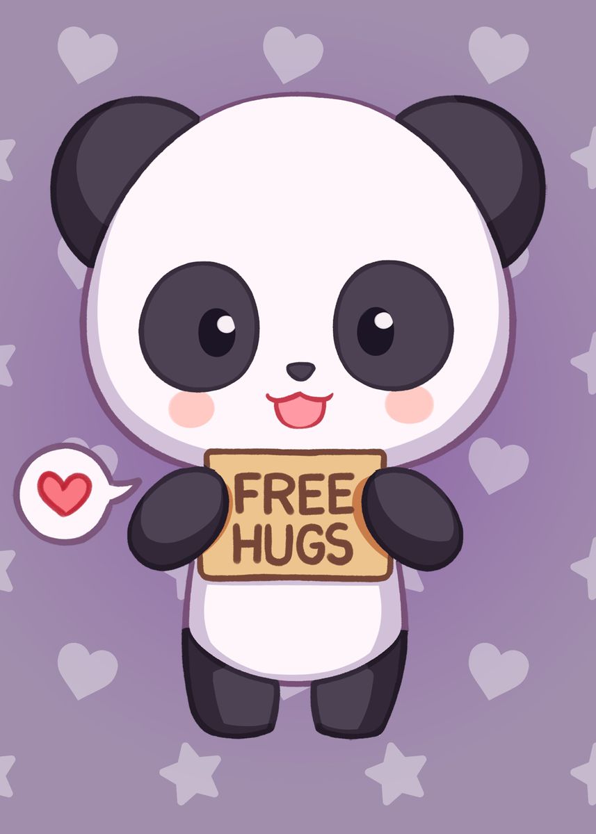 'Panda Offering Free Hugs' Poster, picture, metal print, paint by Mini ...
