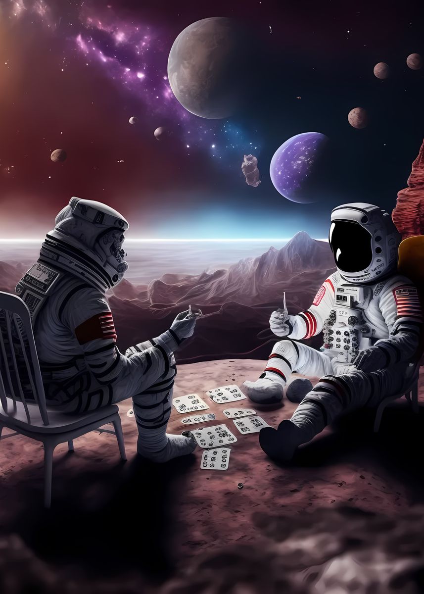 'Astronaut Playing Card ' Poster, picture, metal print, paint by Luna ...