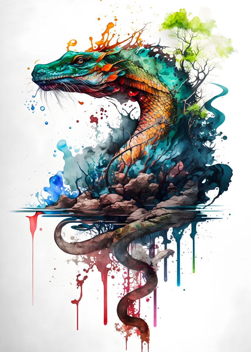 'Dragon Floral' Poster, picture, metal print, paint by Horace Laura ...