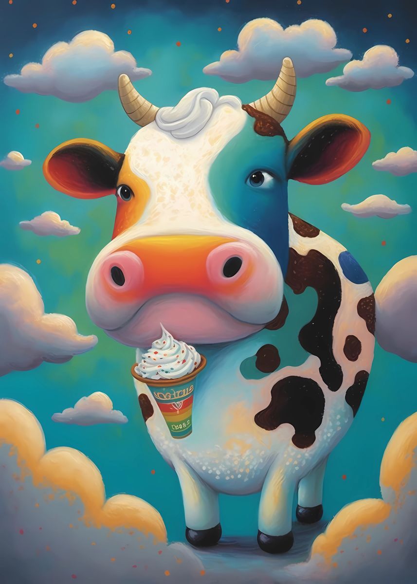 'Fancy Cow' Poster, picture, metal print, paint by Anjelica Hodge ...
