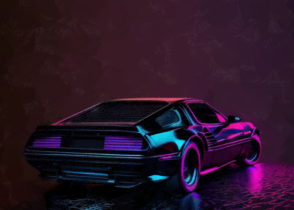 'Vaporwave race car' Poster by Evgenuy Merkushov | Displate