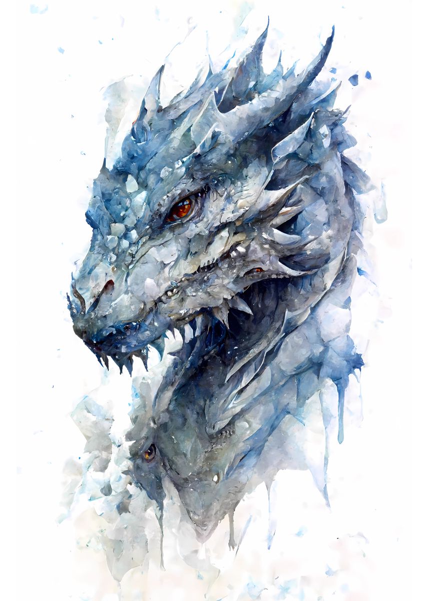 'Ice Dragon' Poster, picture, metal print, paint by David Scott | Displate