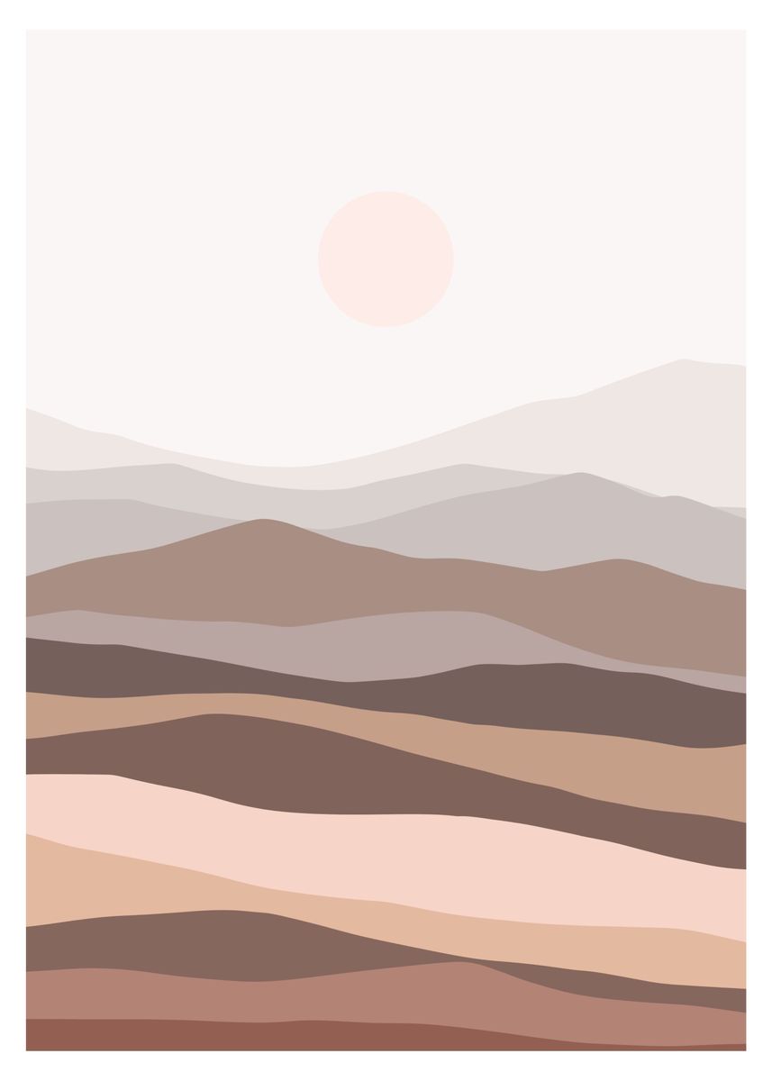 'Modern Landscape With Sun' Poster by Yess | Displate